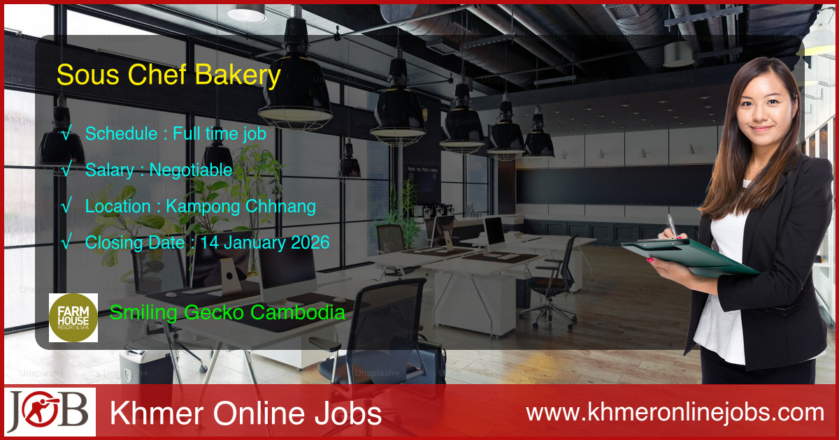 Sous Chef Bakery for Smiling Gecko Cambodia